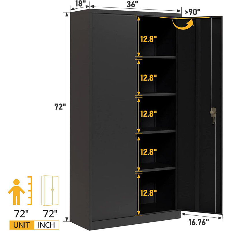 Inbox Zero Quaniece 72" H x 36" W x 18" D Storage Cabinet | Wayfair